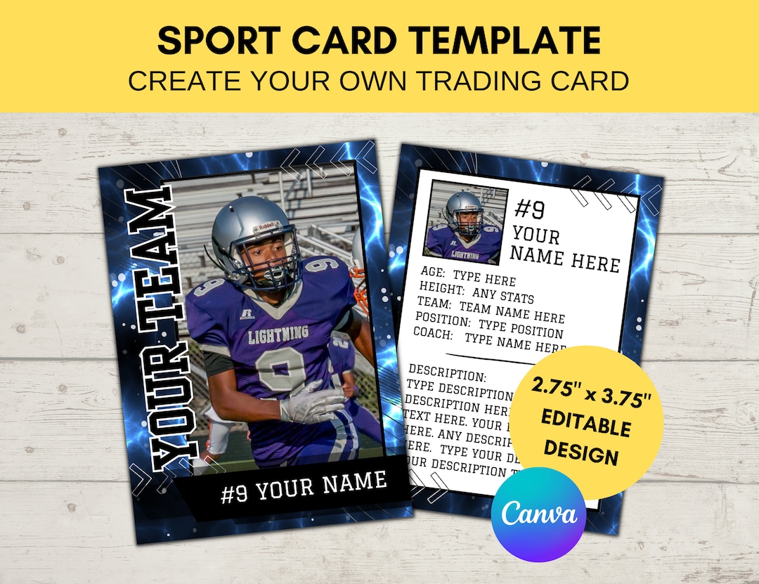 Editable Sports Card Template Custom Football Trading Card - Etsy