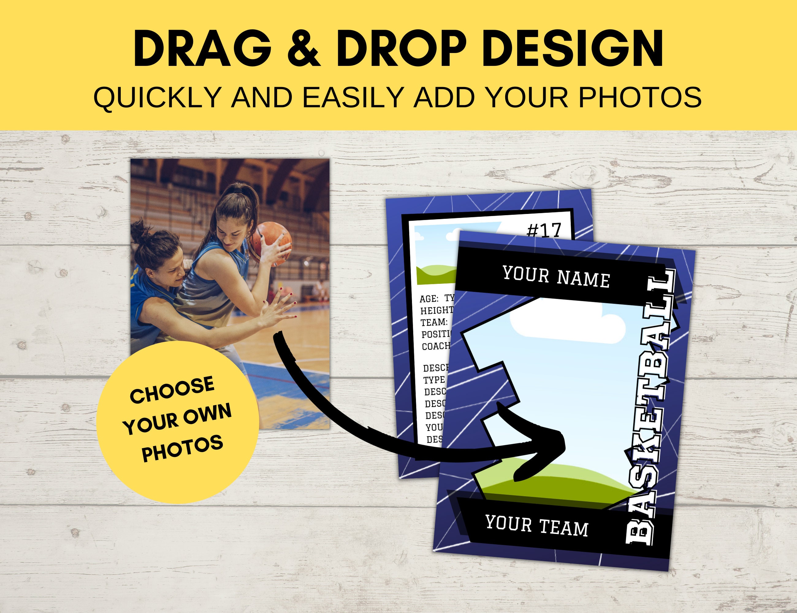 Editable Sport Card Template Custom Basketball Trading Card Printable ...