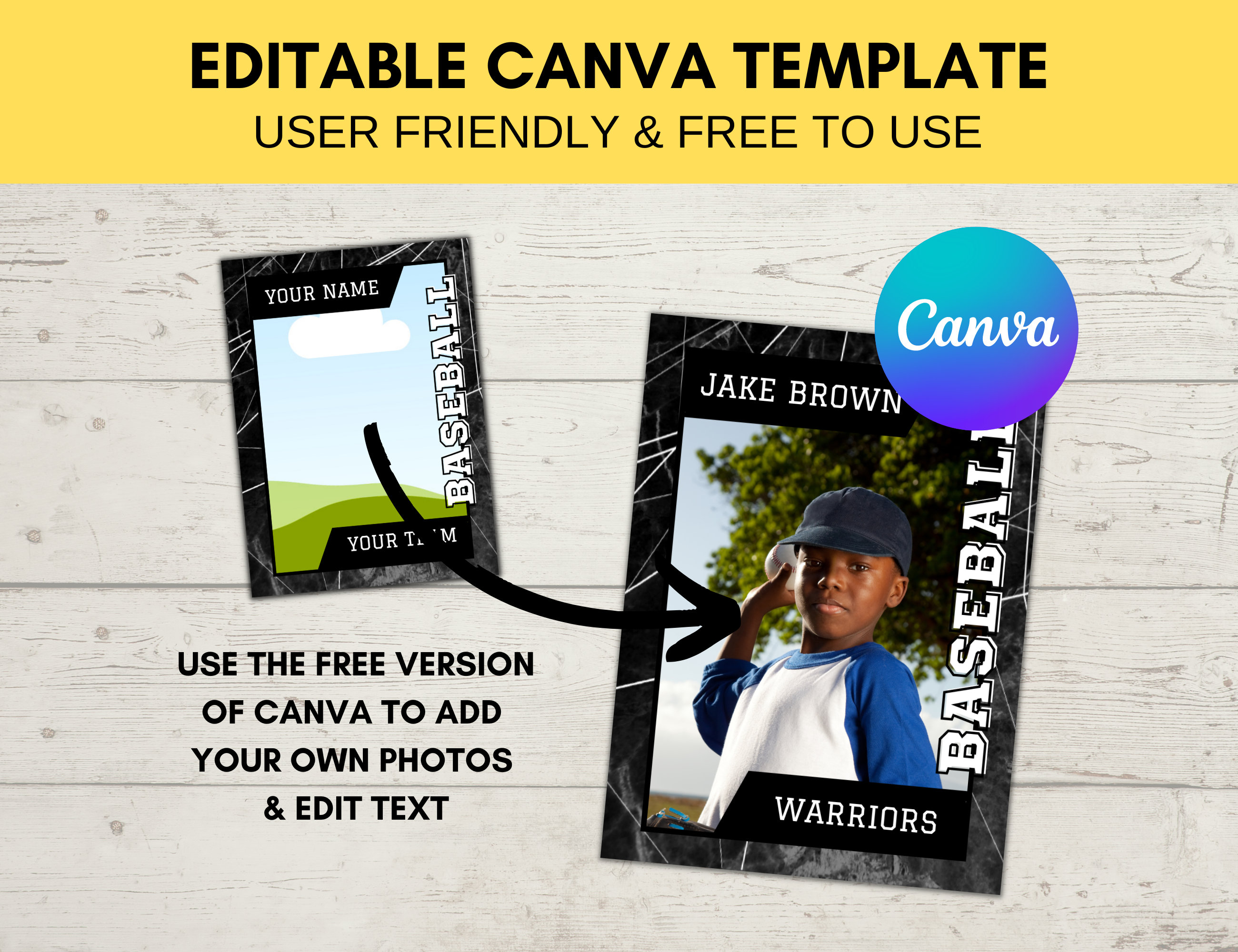 Editable Sports Card Template Custom Baseball Trading Card Printable ...