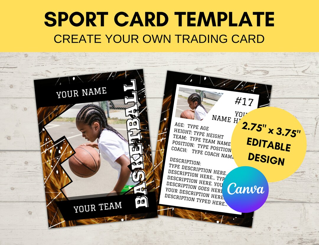 Editable Sport Card Template Custom Basketball Trading Card - Etsy