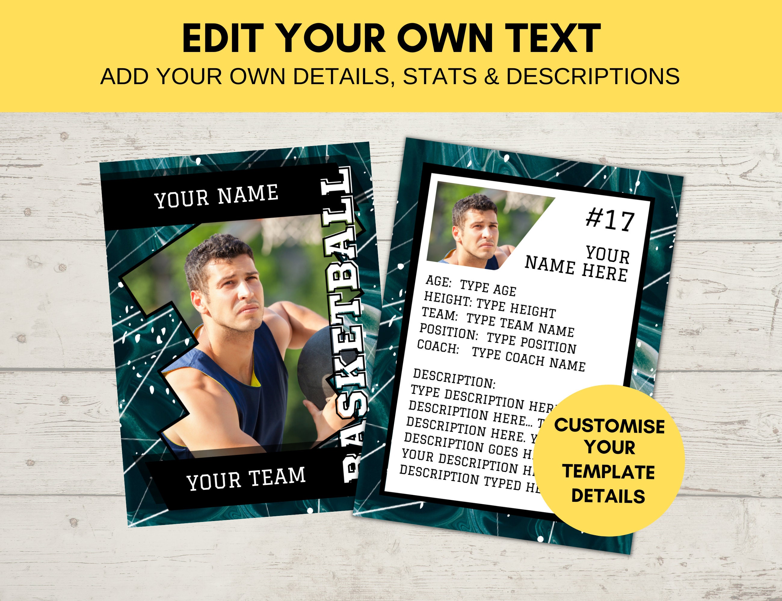Editable Sport Card Template Custom Basketball Trading Card Printable ...
