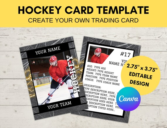 Editable Sports Card Template Custom Hockey Trading Card - Etsy Canada