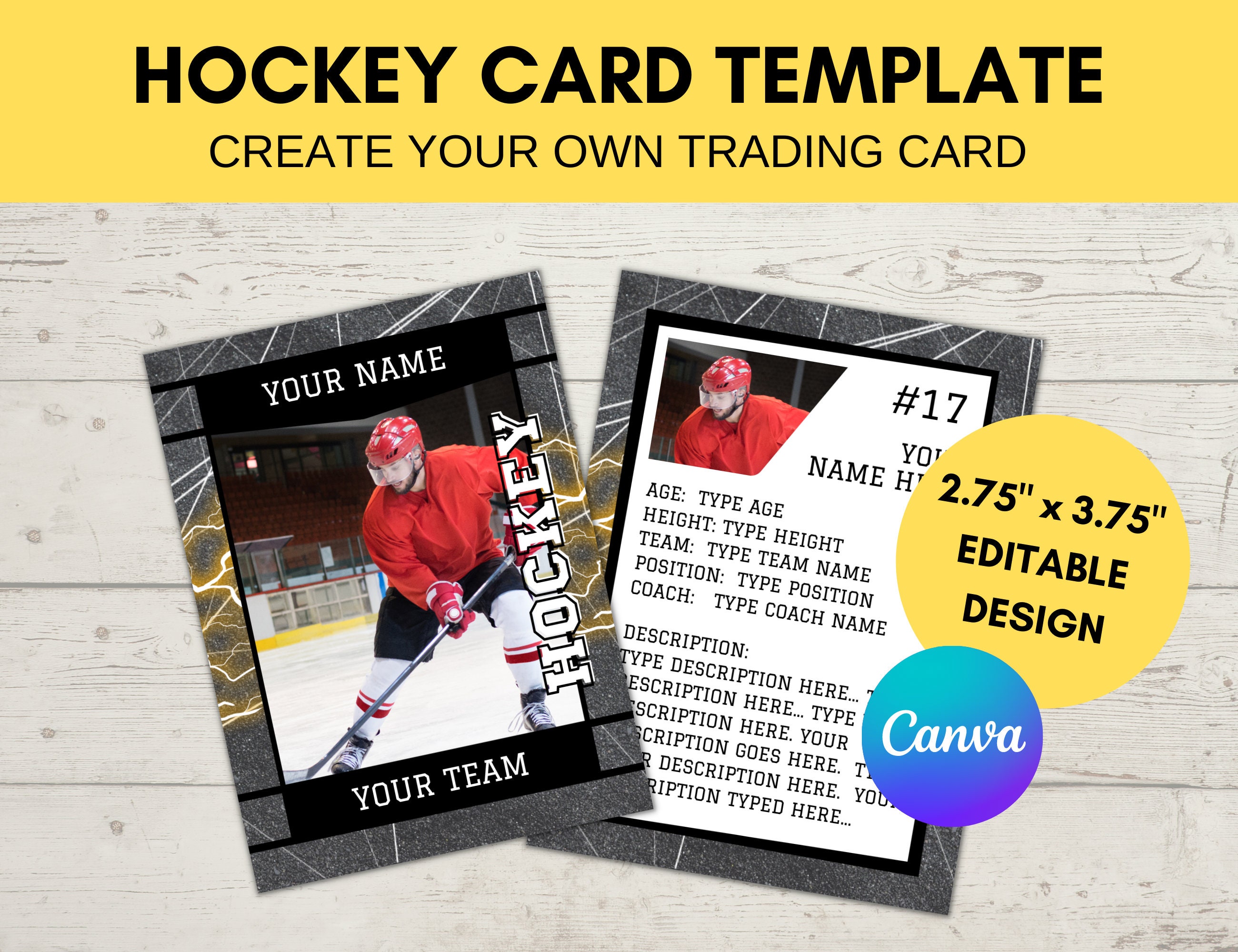 Editable Sports Card Template Custom Hockey Trading Card - Etsy Canada
