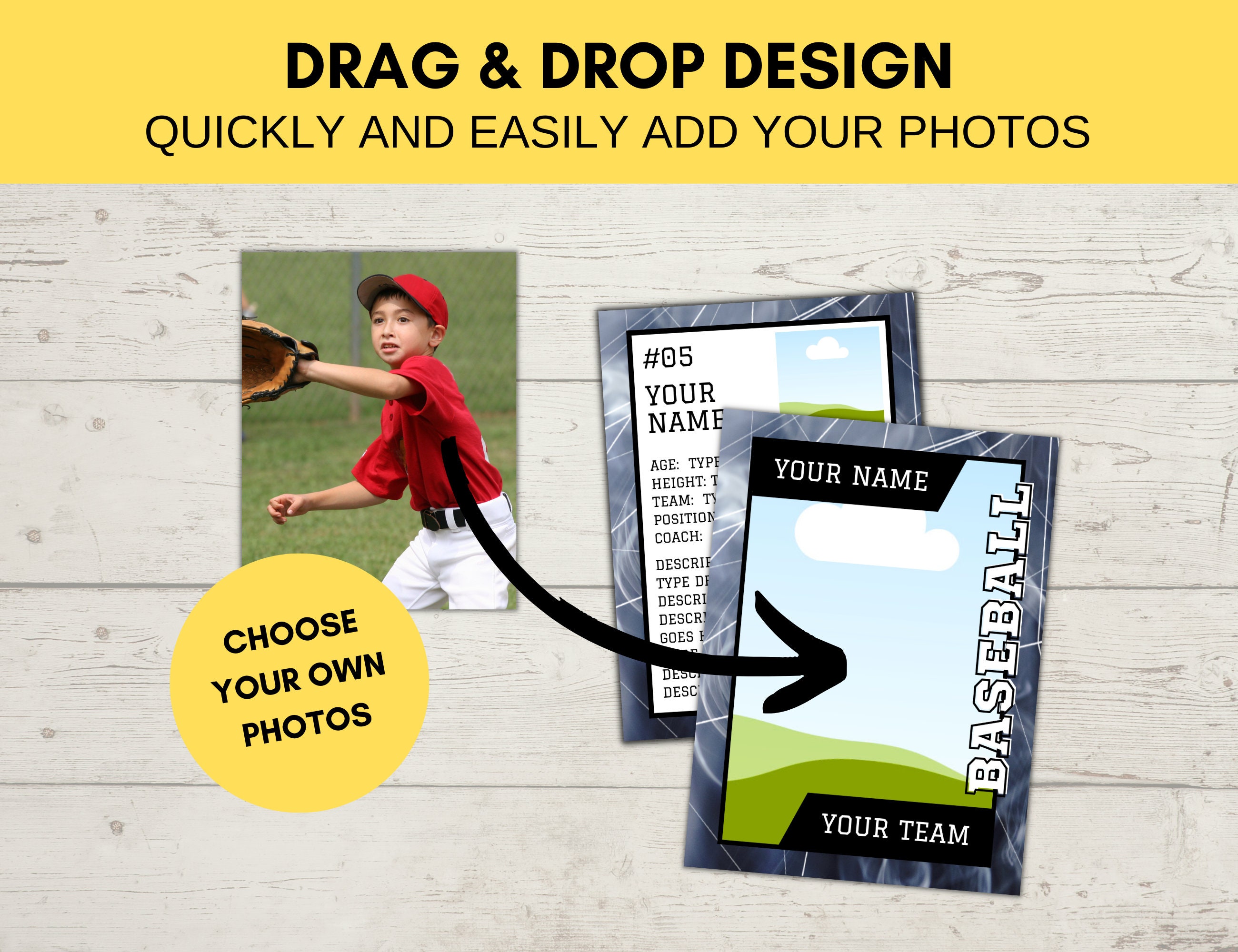 Editable Sports Card Template | Custom Baseball Trading Card Printable ...