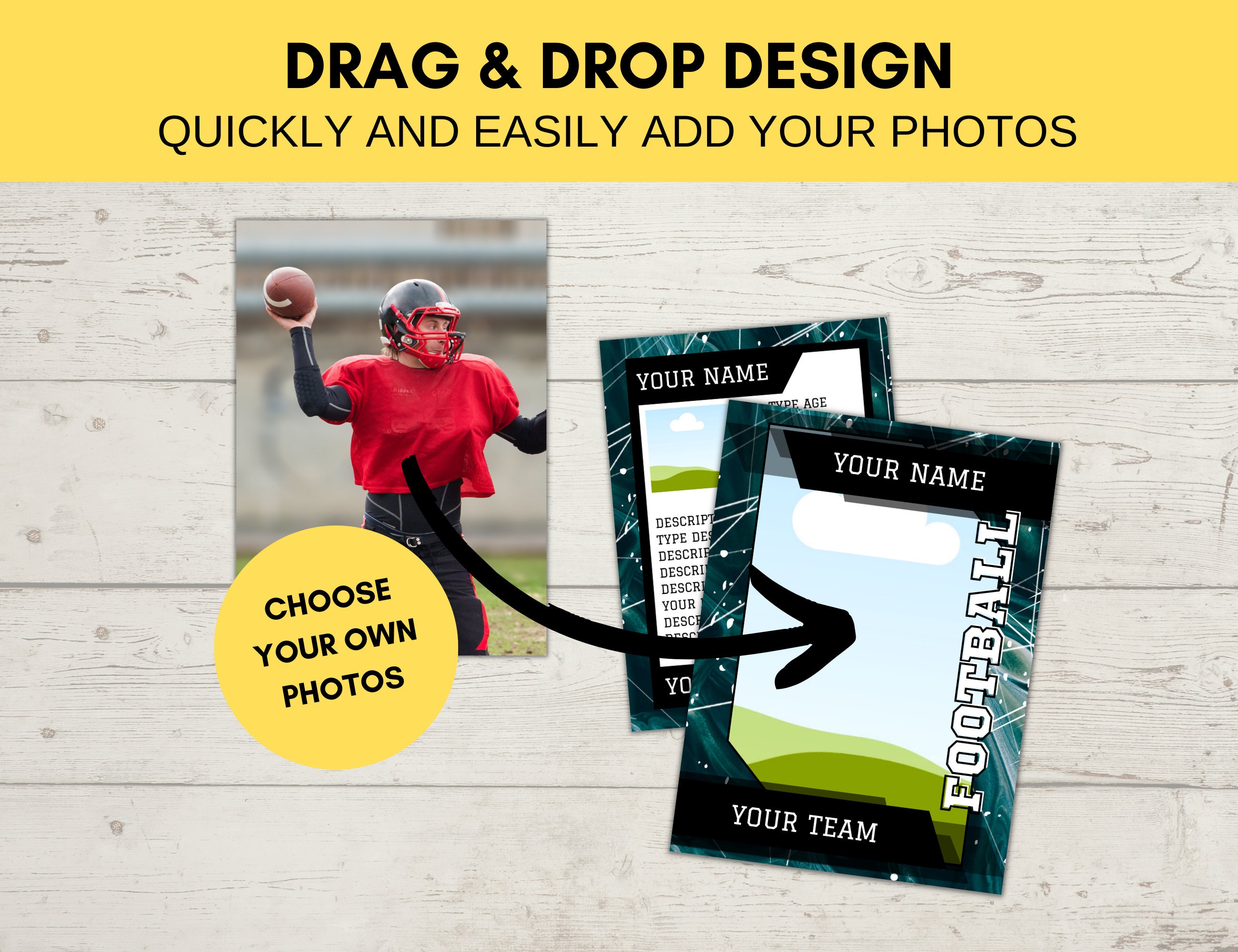 Editable Sports Card Template | Custom Football Trading Card Printable ...