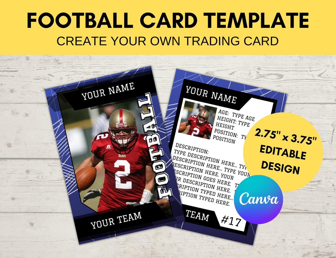 Editable Sports Card Template Custom Football Trading Card | Etsy