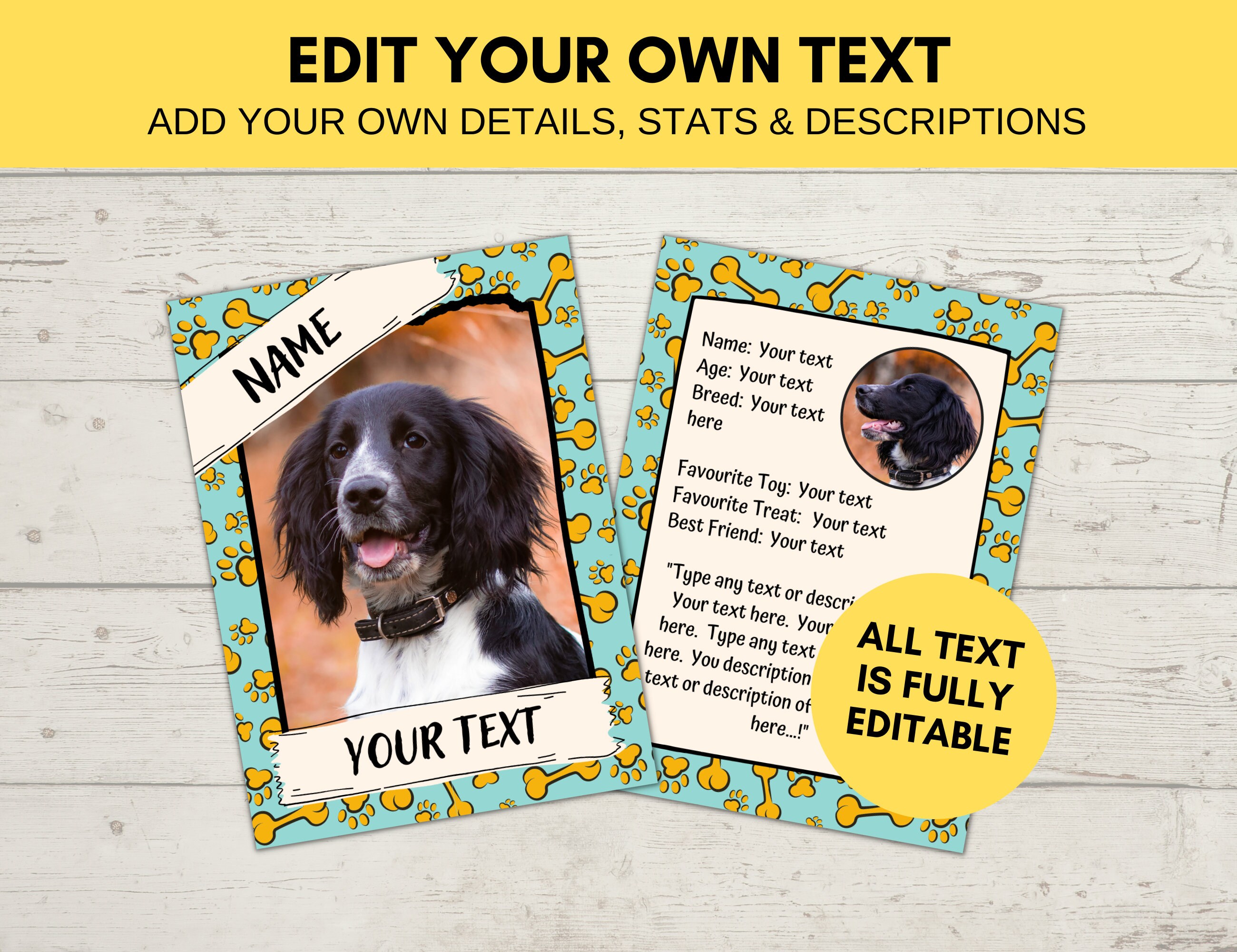 Editable Pet Trading Card Template | Custom Trading Card Printable ...