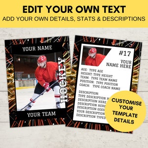 Editable Sports Card Template Custom Hockey Trading Card Printable ...