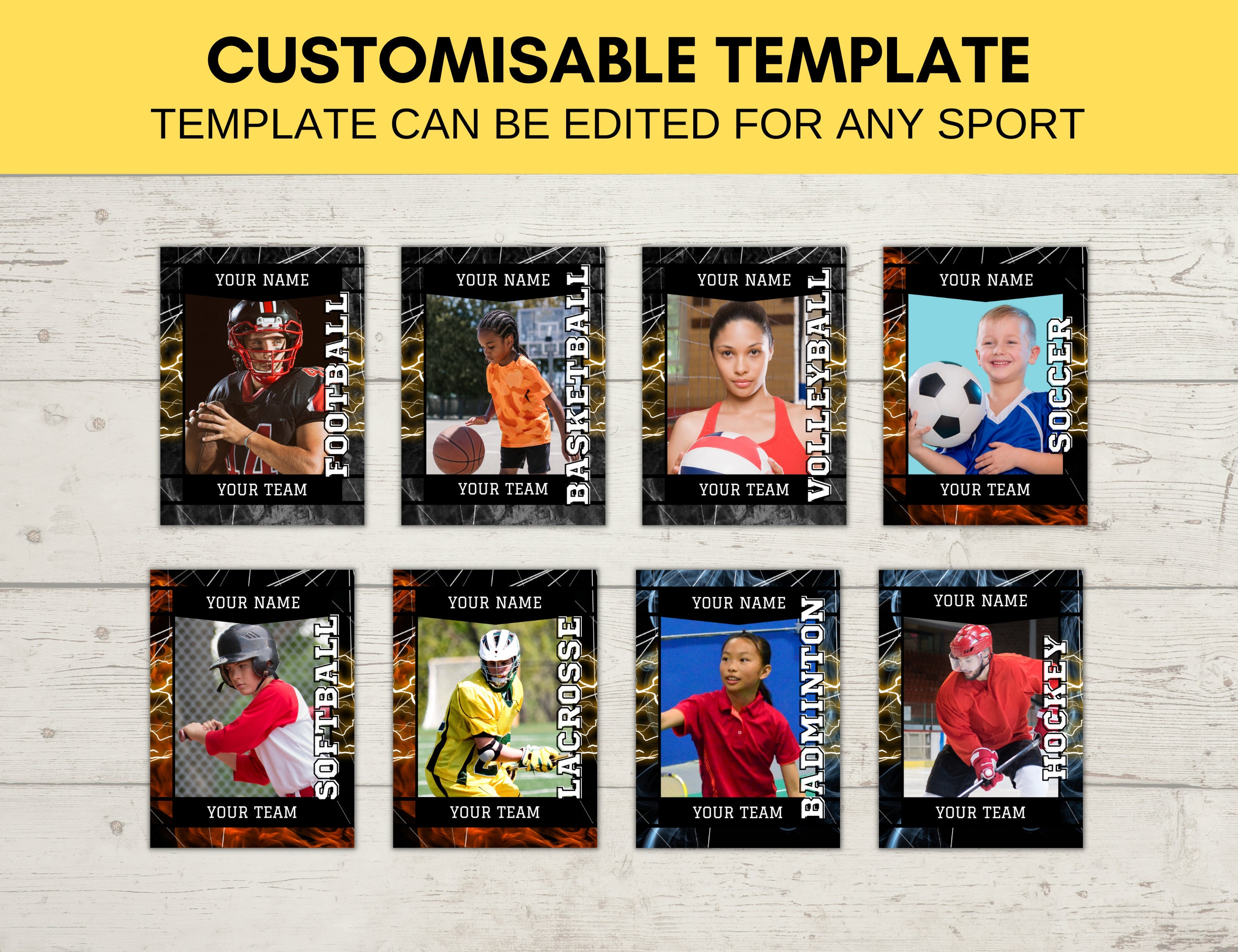 Editable Sports Card Template | Custom Hockey Trading Card Printable ...