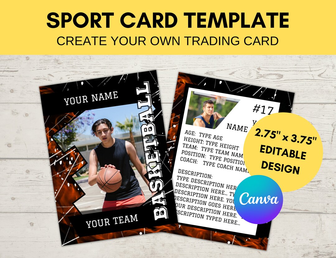 Editable Sport Card Template Custom Basketball Trading Card - Etsy