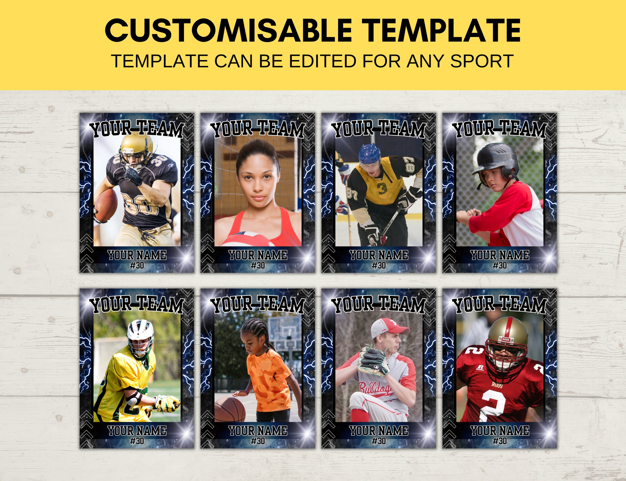 Editable Football Trading Card Template | Custom Sports Card Design ...