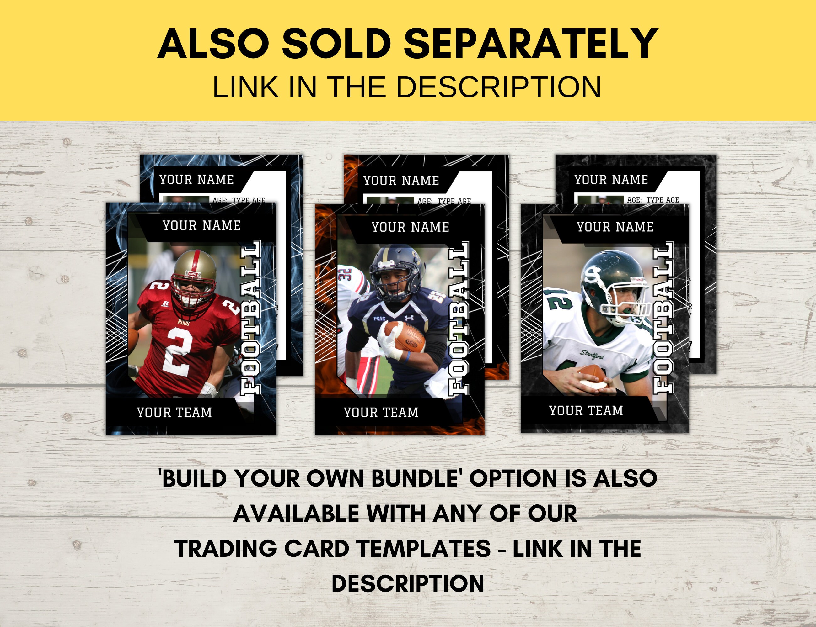 Editable Sports Card Template | Custom Football Trading Card Printable ...