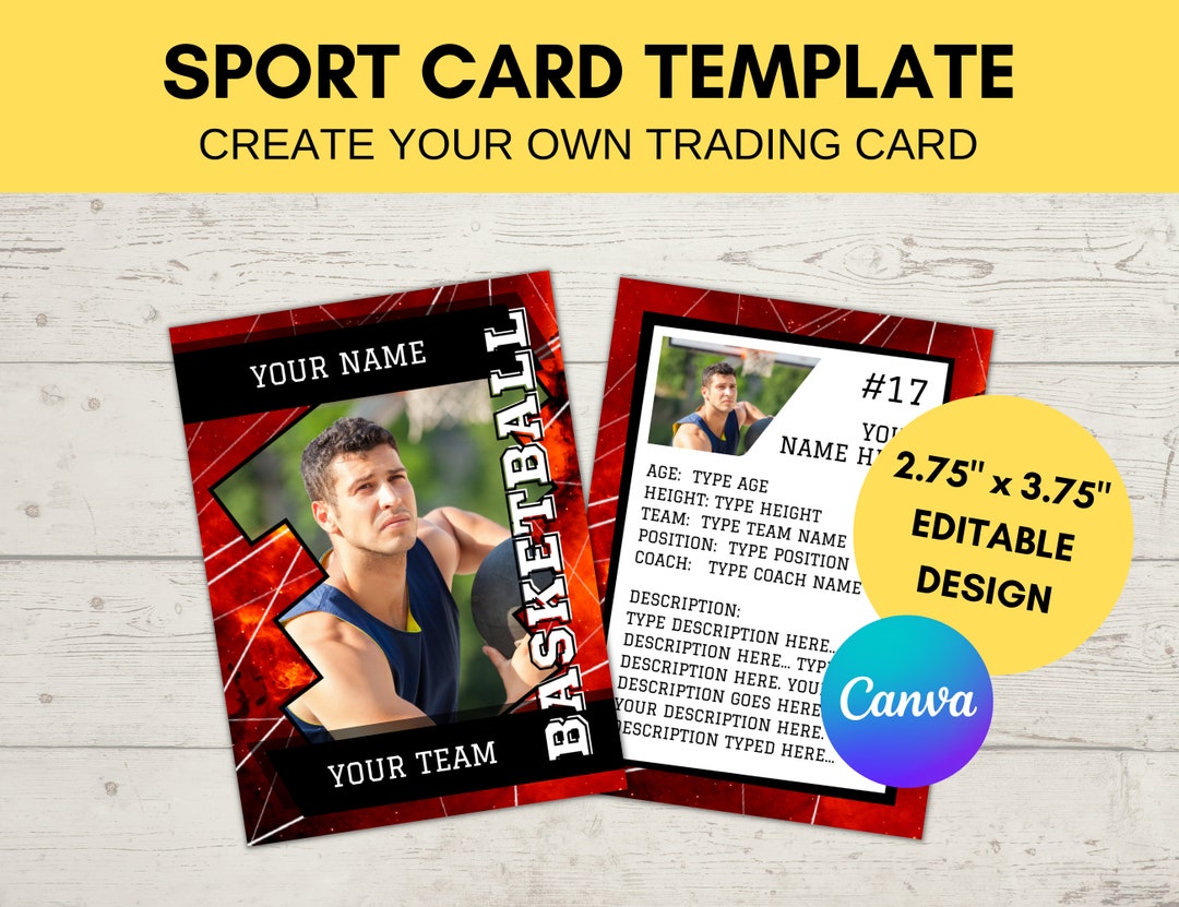 Editable Sport Card Template Custom Basketball Trading Card - Etsy