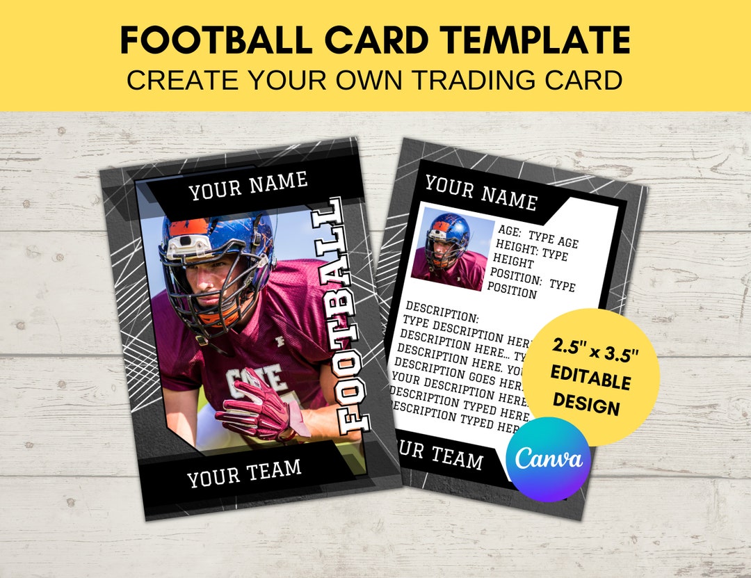 Editable Sports Card Template | Custom Football Trading Card Printable ...