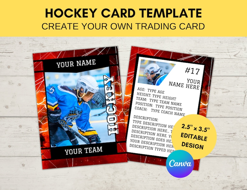 Editable Sports Card Template Custom Hockey Trading Card Printable ...