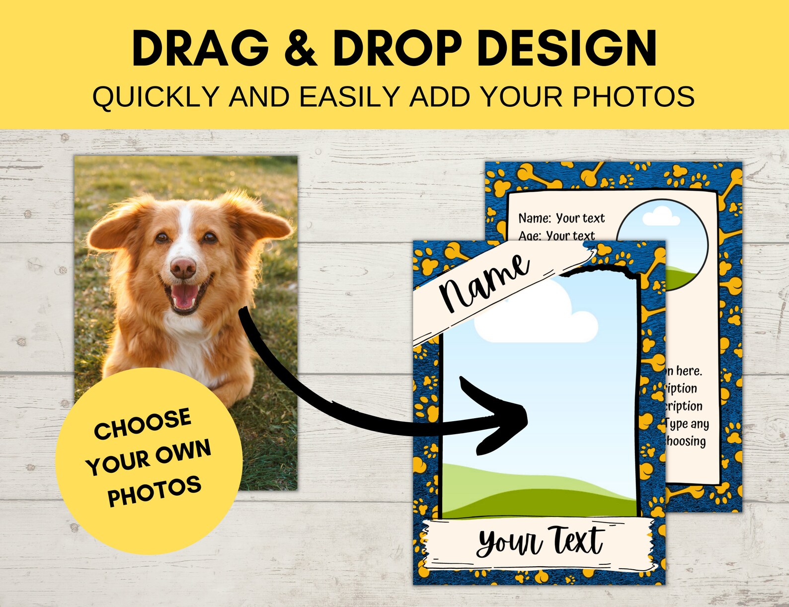 Editable Pet Trading Card Template Custom Trading Card - Etsy