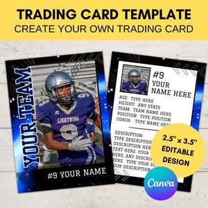 Editable Sports Card Template | Custom Football Trading Card Printable ...