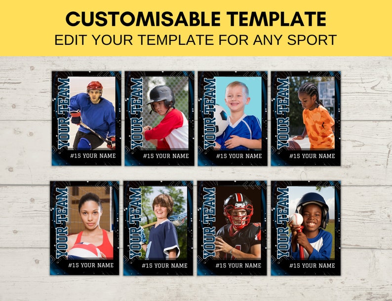 Editable Sports Card Template | Custom Hockey Trading Card Printable ...