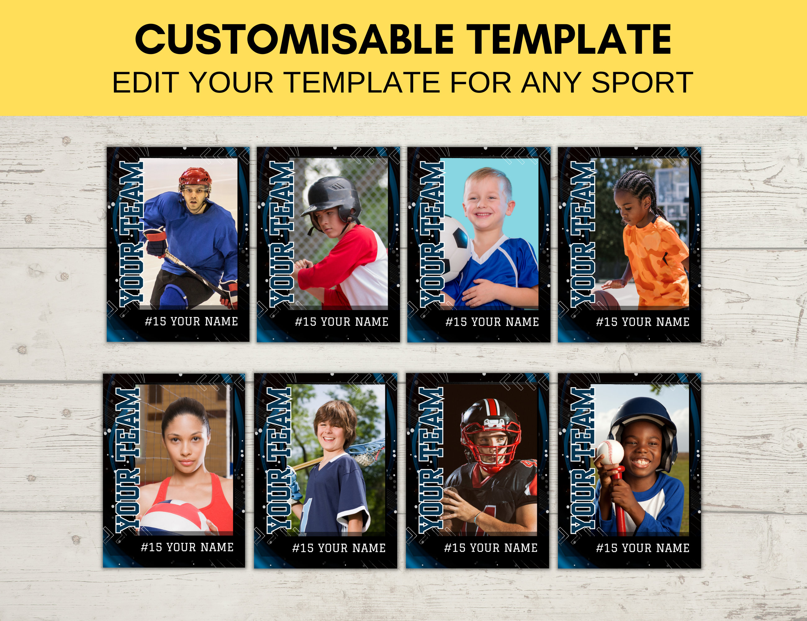 Editable Sports Card Template | Custom Hockey Trading Card Printable ...