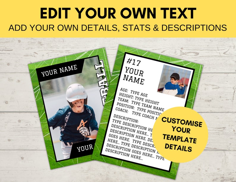 Editable Sports Card Template Custom Baseball Trading Card - Etsy