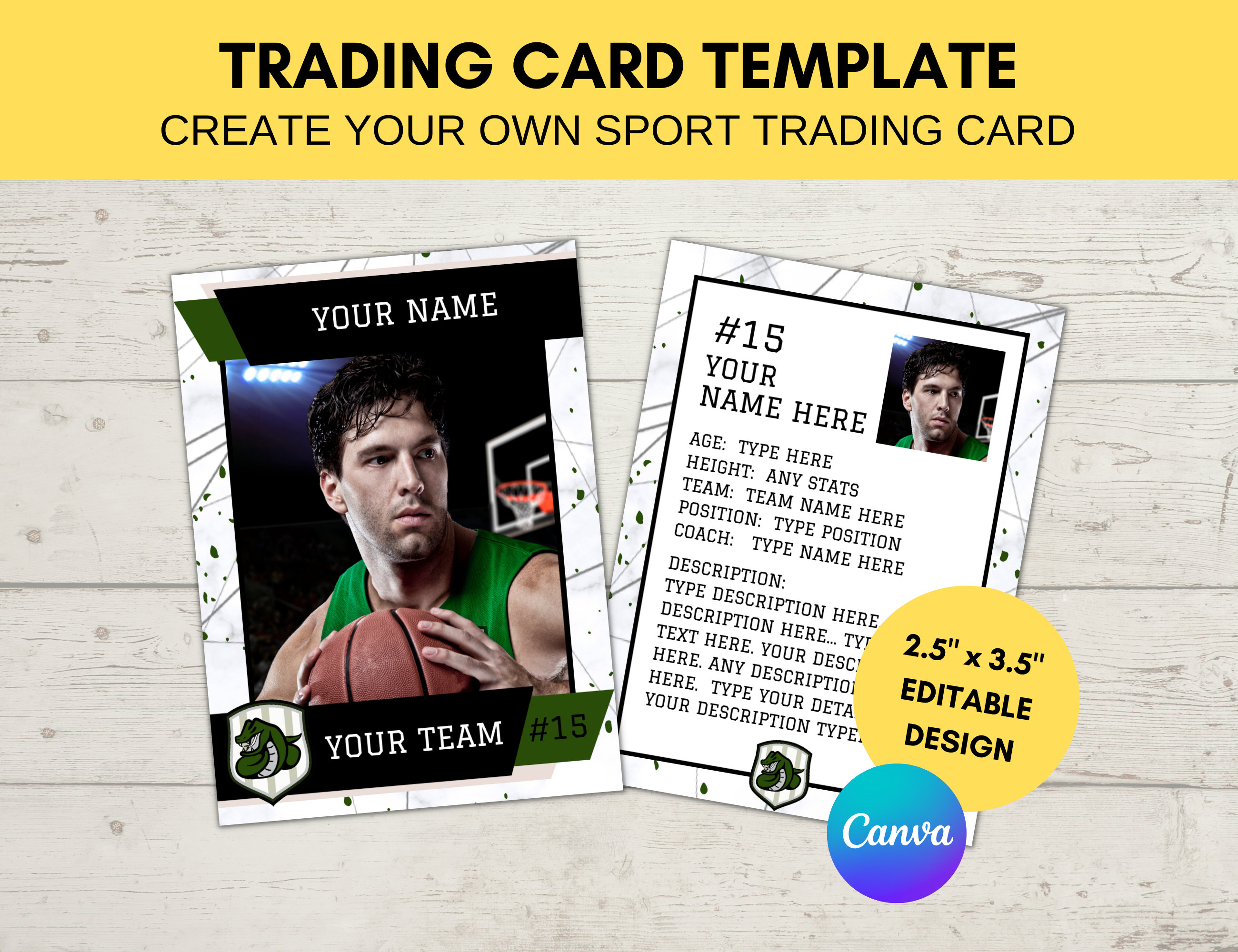 Editable Sports Card Template Custom Basketball Trading Card Printable ...
