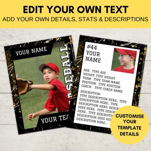 Editable Sports Card Template Custom Baseball Trading Card Printable ...