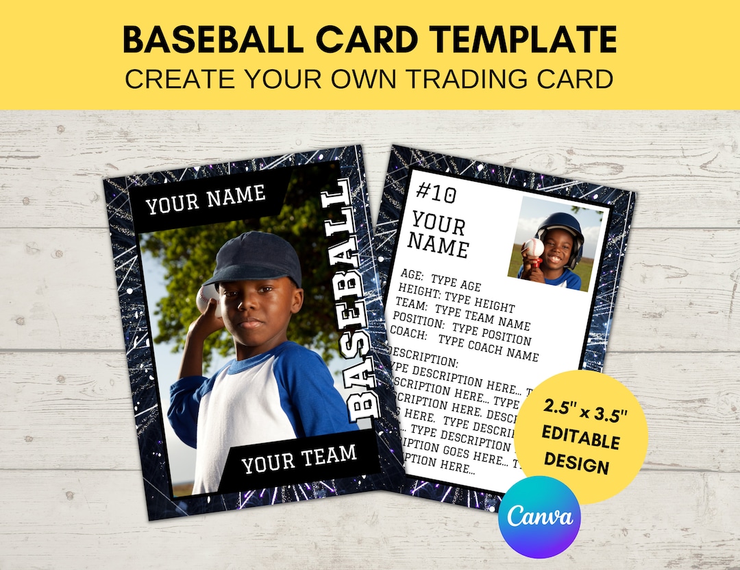 Editable Sports Card Template Custom Baseball Trading Card Printable ...