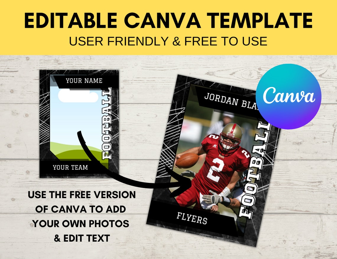 Editable Sports Card Template Custom Football Trading Card - Etsy