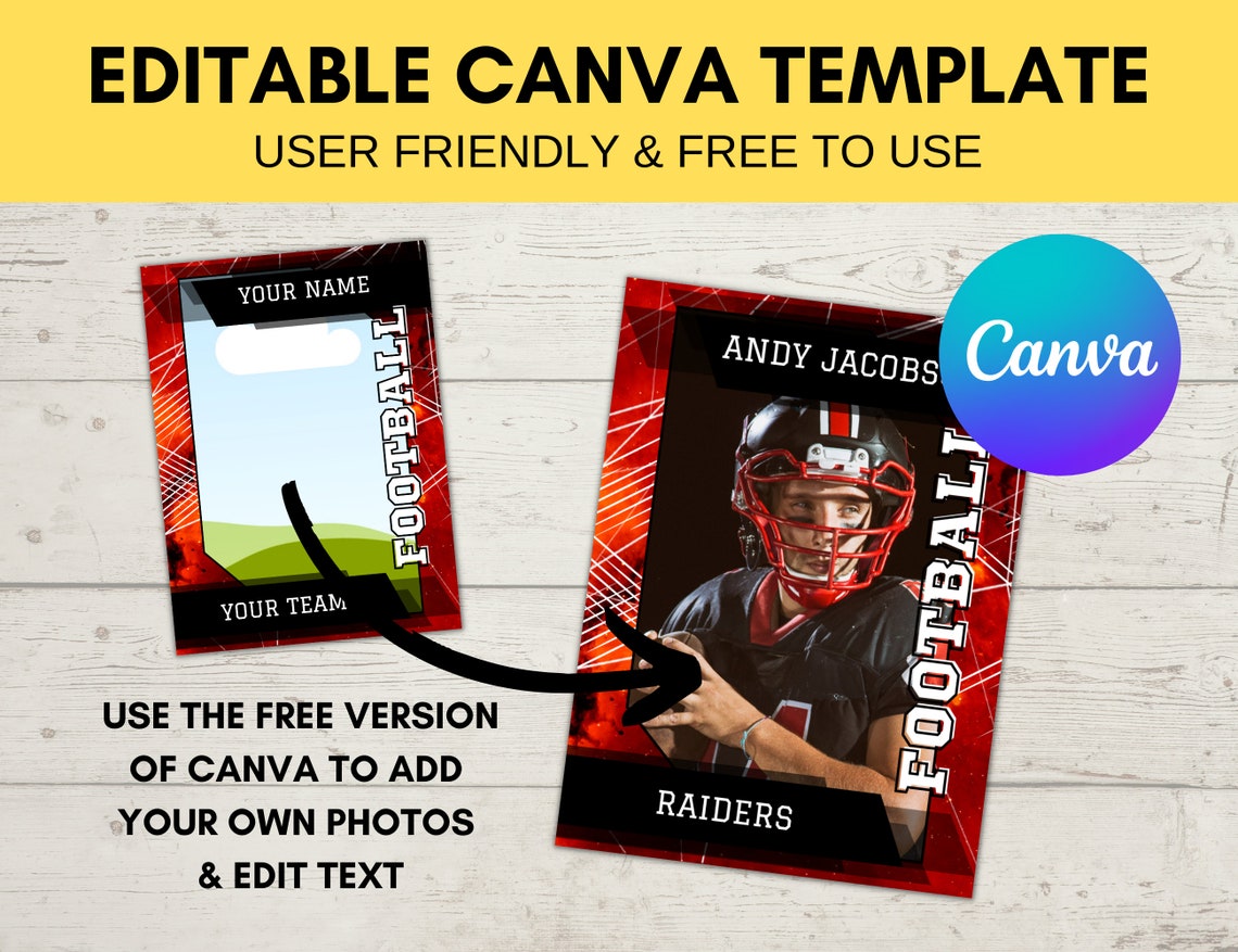 Editable Sports Card Template Custom Football Trading Card - Etsy
