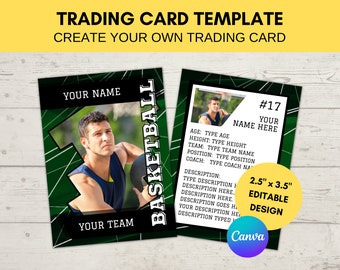 Editable Sport Card Template | Custom Basketball Trading Card Printable ...