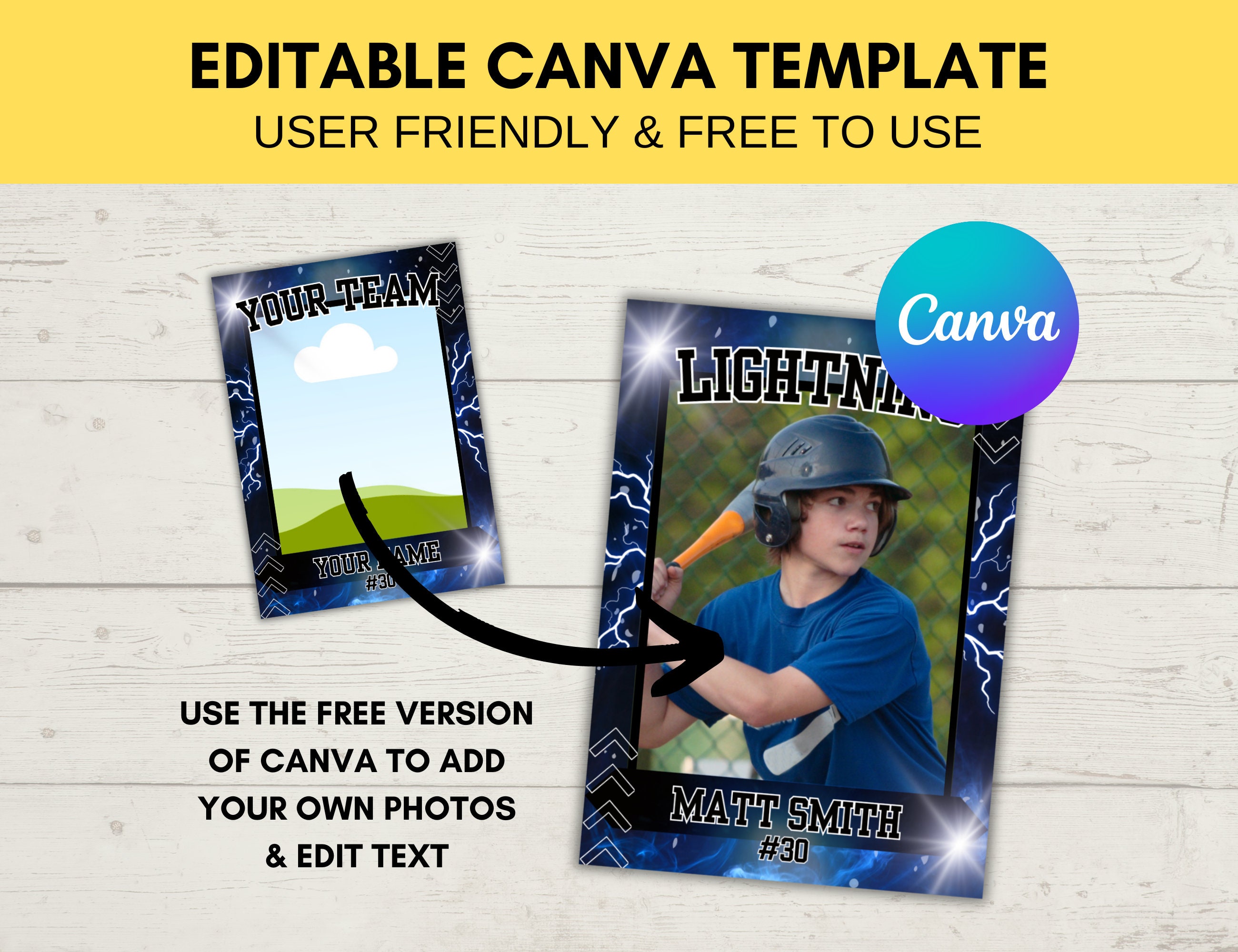 Editable Sports Card Template Custom Baseball Trading Card Printable ...