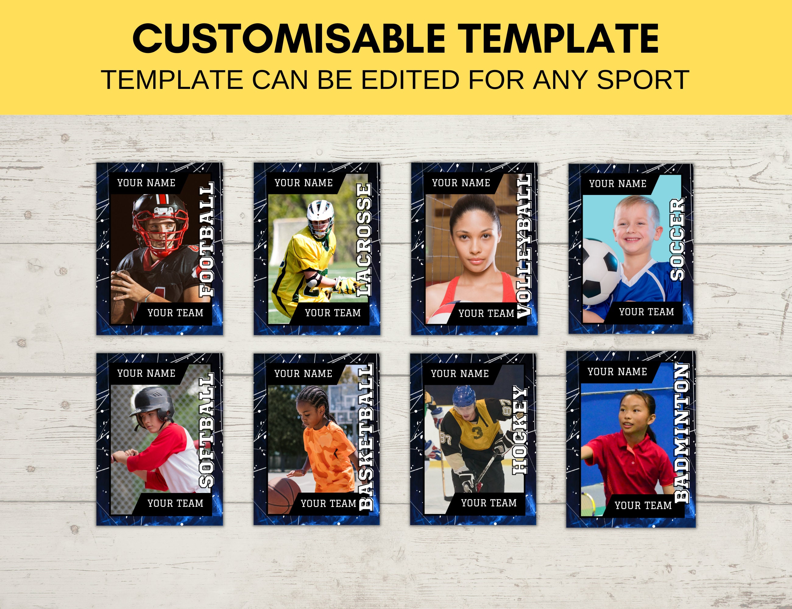 Editable Sports Card Template | Custom Baseball Trading Card Printable ...