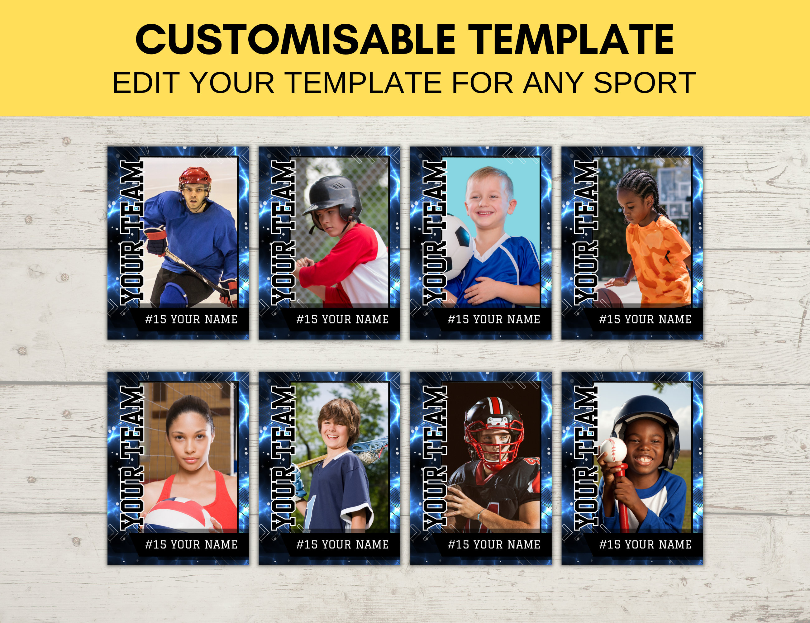 Editable Sports Card Template | Custom Football Trading Card Printable ...