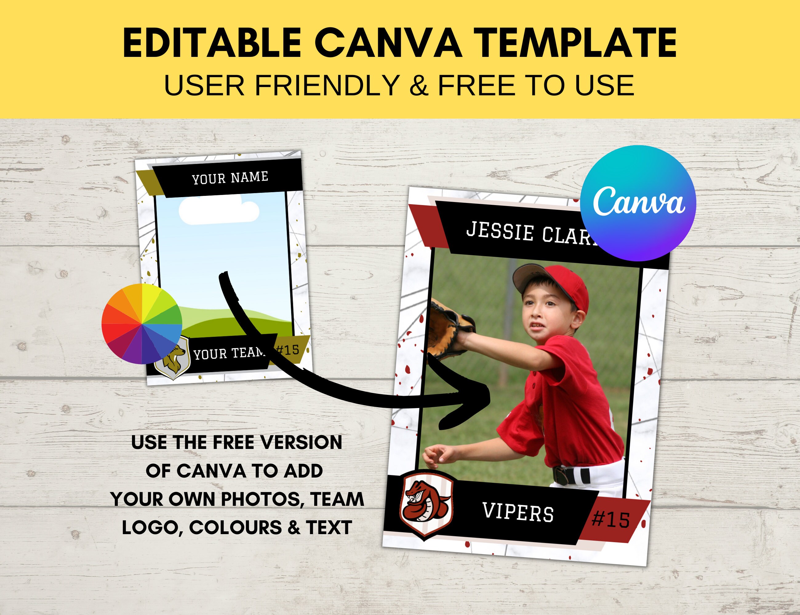 Editable Sports Card Template | Custom Baseball Trading Card Printable ...