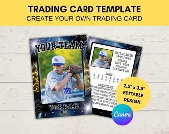 Editable Sports Card Template Custom Baseball Trading Card Printable ...