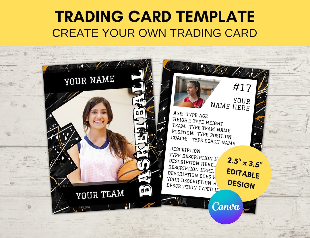 Editable Sport Card Template Custom Basketball Trading Card Printable ...