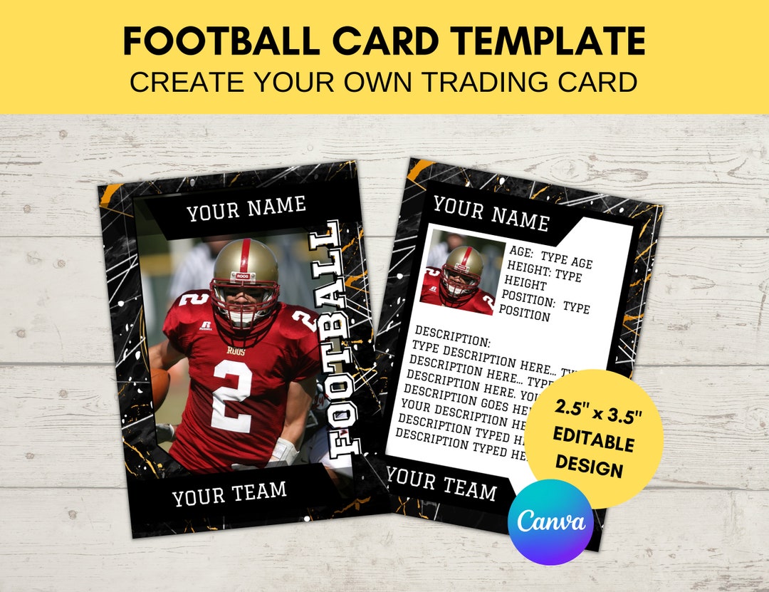 Editable Sports Card Template Custom Football Trading Card Printable ...