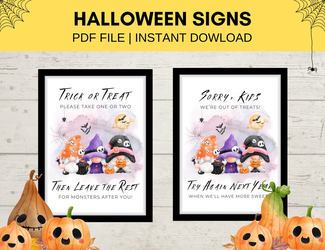 Halloween Trick or Treat Candy Bowl Sign Printable | Halloween Porch ...