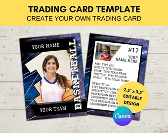 Editable Sports Card Template Custom Football Trading Card Printable ...