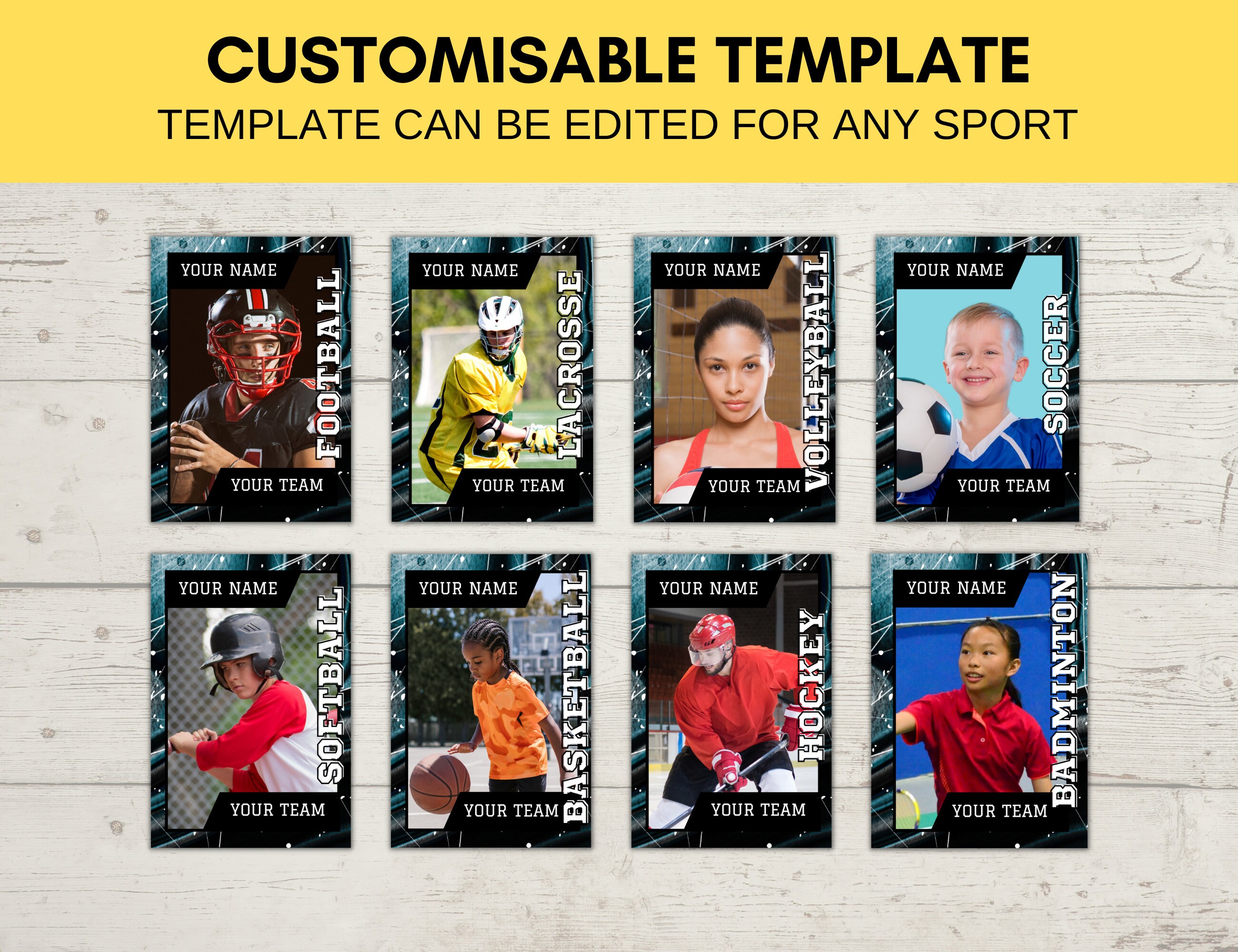 Editable Sports Card Template Custom Baseball Trading Card Printable ...