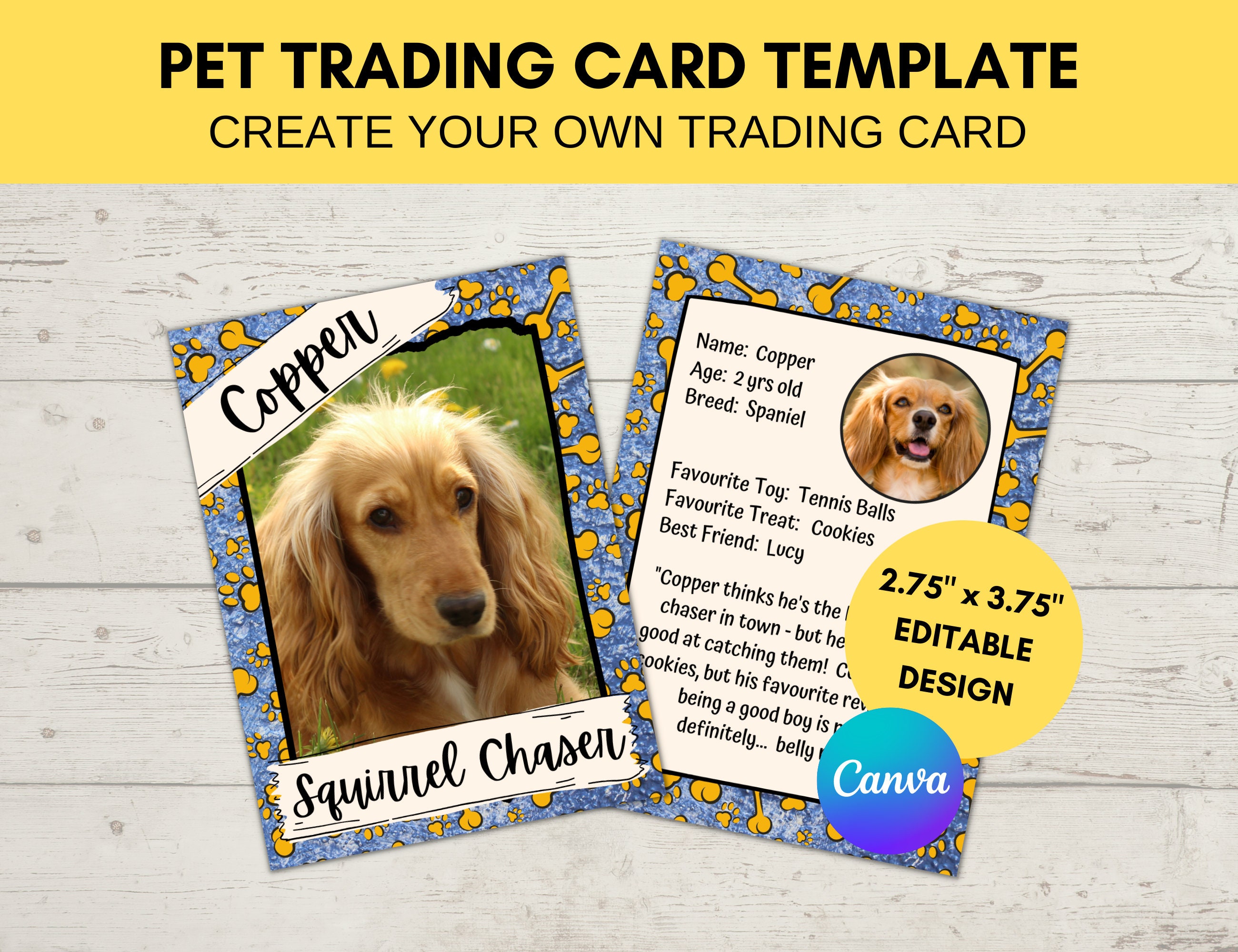 Editable Pet Trading Card Template Custom Trading Card - Etsy