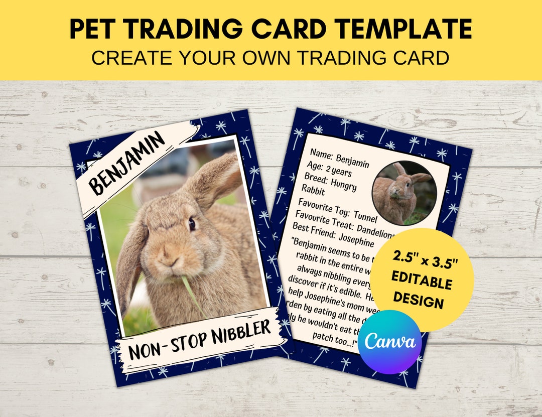 Editable Pet Trading Card Template | Custom Trading Card Printable ...