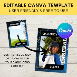 Editable Sports Card Template | Custom Baseball Trading Card Printable ...