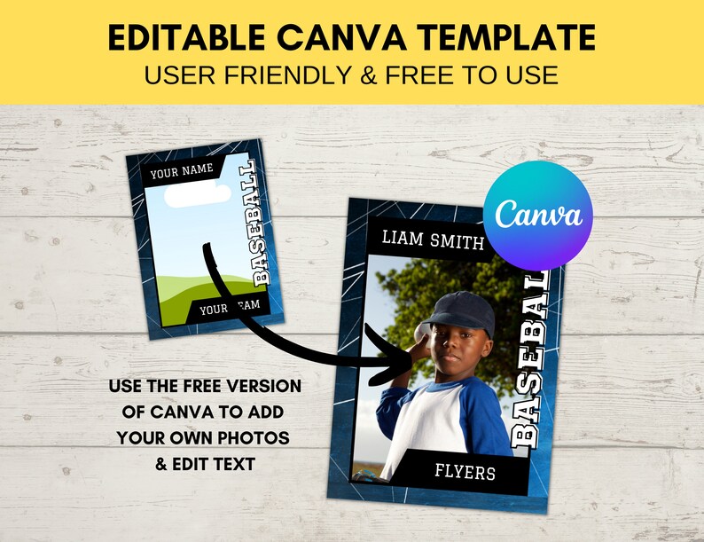 Editable Sports Card Template | Custom Baseball Trading Card Printable ...