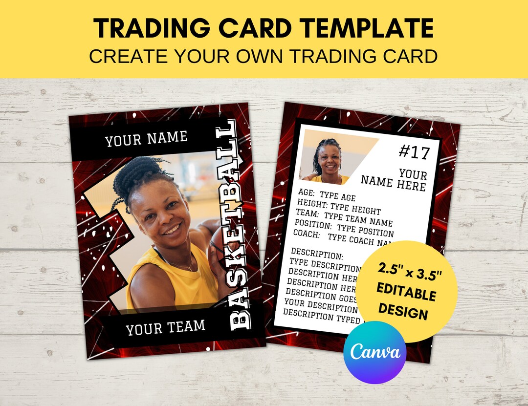 Editable Sport Card Template | Custom Basketball Trading Card Printable ...