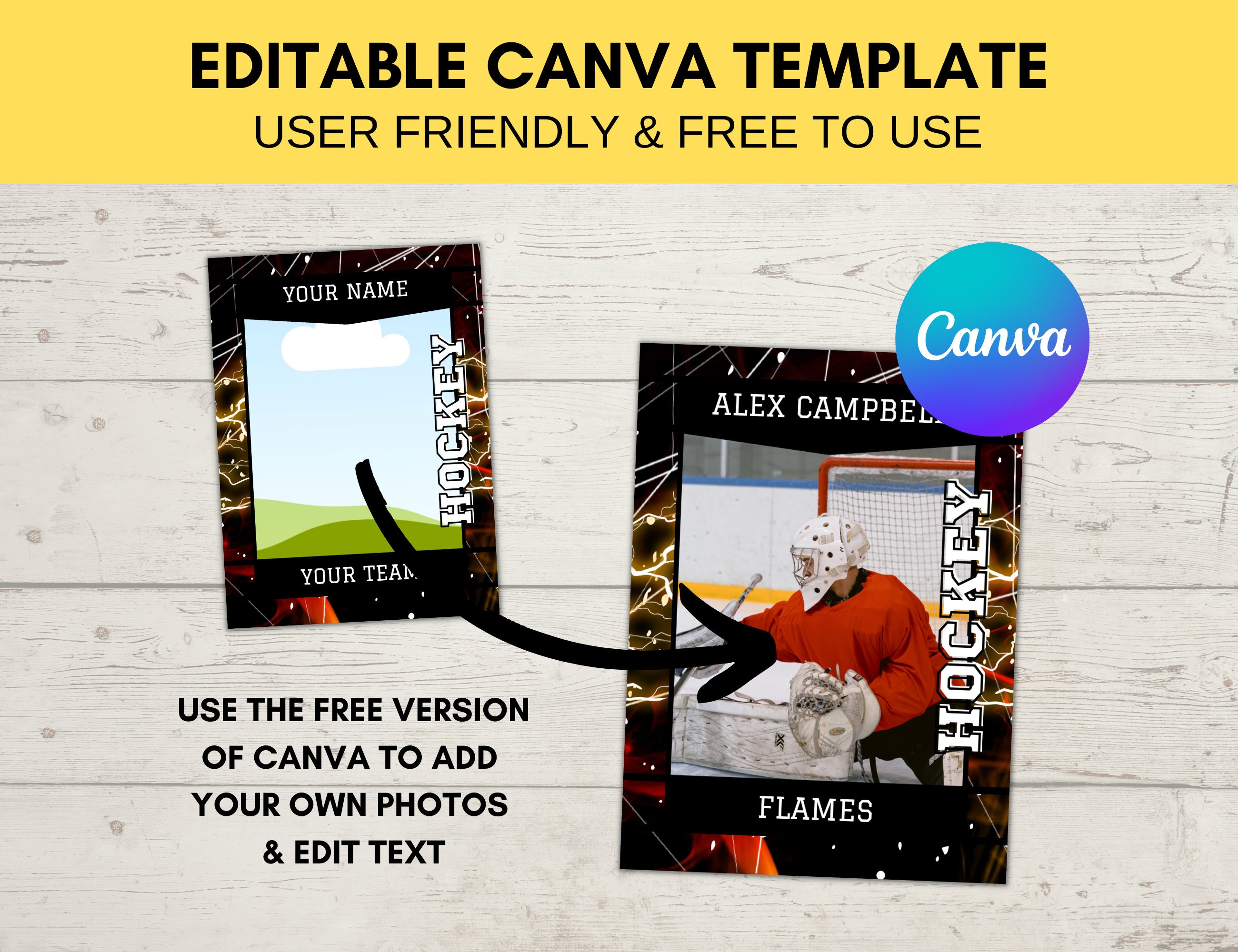 Editable Sports Card Template Custom Hockey Trading Card Printable ...