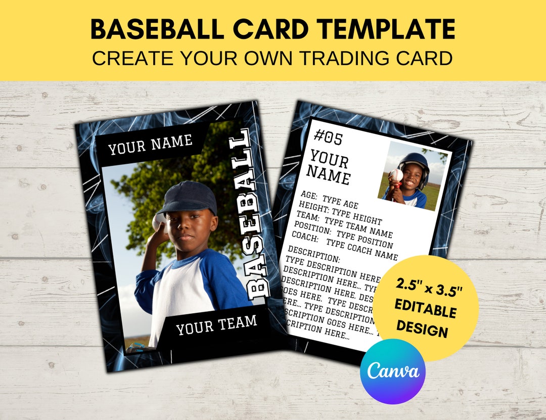 Editable Sports Card Template | Custom Baseball Trading Card Printable ...