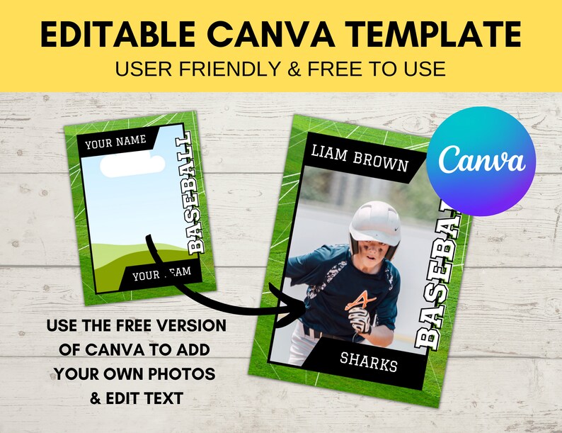 Editable Sports Card Template Custom Baseball Trading Card | Etsy