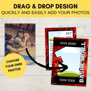 Editable Sport Card Template | Custom Basketball Trading Card Printable ...