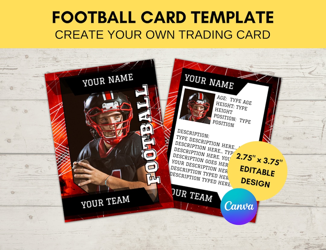 Editable Sports Card Template Custom Football Trading Card Printable ...